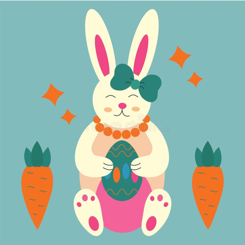 Easter Bunny, a Rabbit with a Bow on His Neck. Line Art Stock Vector ...