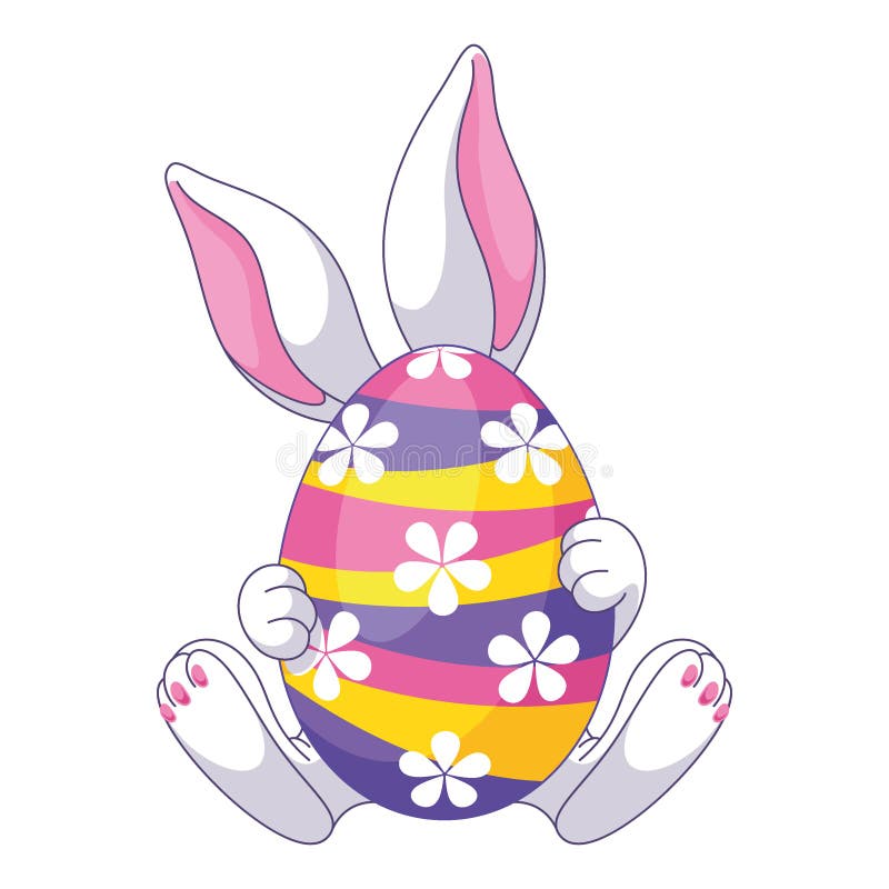Easter Bunny Egg Cartoon Illustration Stock Vector - Illustration of ...