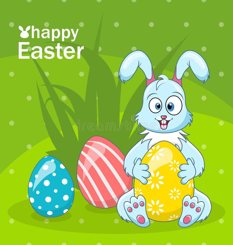 Easter Bunny Egg Hunt, Cartoon Rabbit, Greeting Banner Stock Vector ...