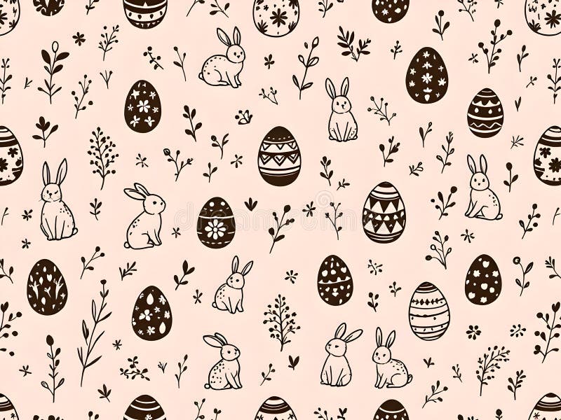 Easter Bunny and Egg Pattern: Hand-Drawn Festive Seamless Design Stock ...