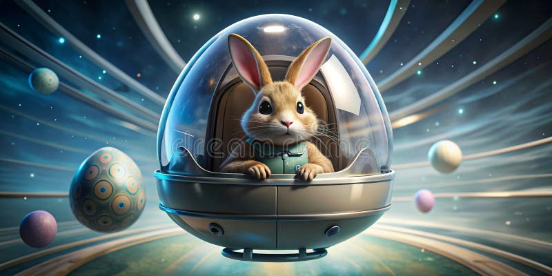 The Easter Bunny in an Egg Shaped Spacepad Lands on a Spacecraft ...