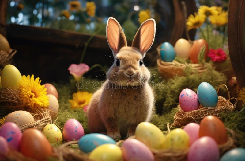 Easter Bunny with Eggs Easter Bunny and Easter Eggs Easter Bunny and ...