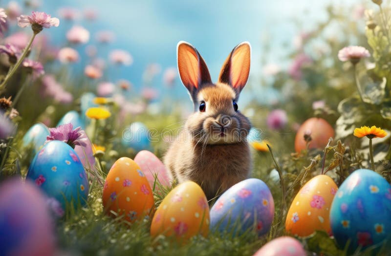 Easter Bunny with Eggs Easter Bunny and Easter Eggs Easter Bunny and ...