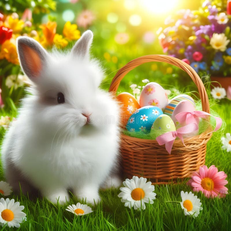 Easter bunny with eggs stock illustration. Illustration of bunny ...