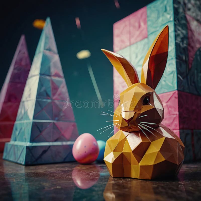 Easter Bunny with Eggs on Abstract Background. Stock Photo - Image of ...