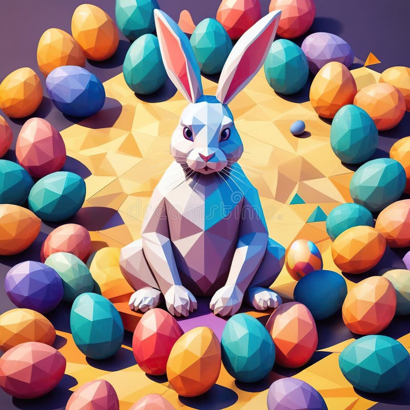 Easter Bunny with Eggs on Abstract Background. Stock Photo - Image of ...