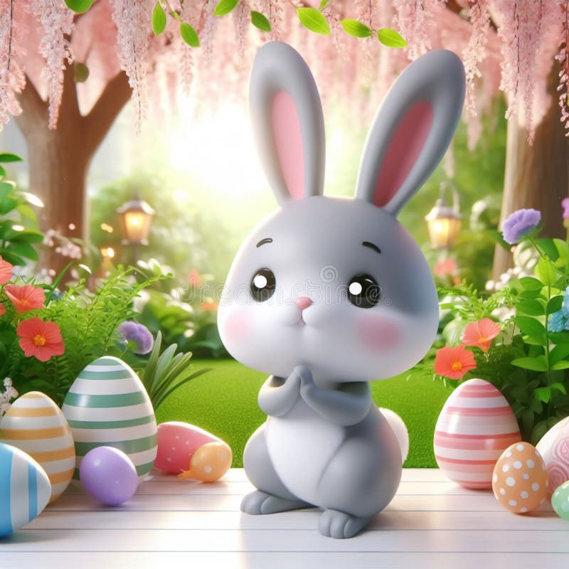 Easter Bunny with Easter Eggs. AI Generated Stock Illustration ...