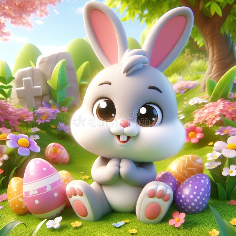 Easter Bunny with Easter Eggs. AI Generated Stock Illustration ...