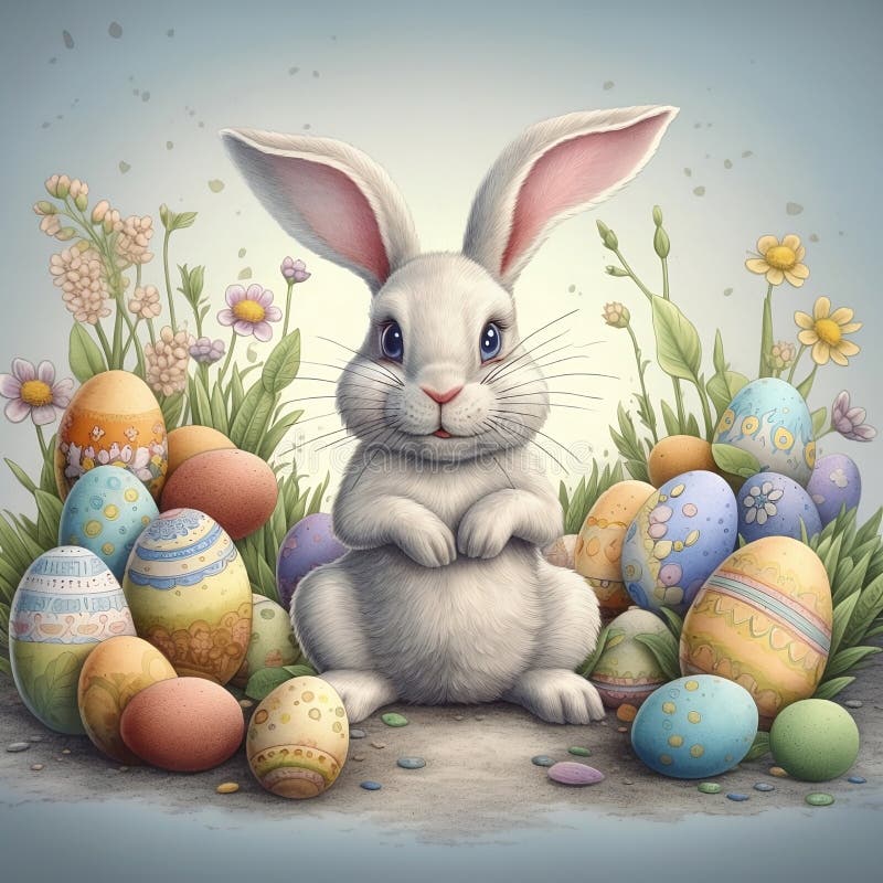 Easter Bunny and Easter Eggs Stock Illustration - Illustration of ... Easter Bunny and Easter Eggs Stock Illustration - Illustration of ...