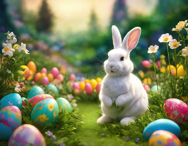 Easter Bunny, Easter Eggs, Decorating. Easter Abstract Blurred ...