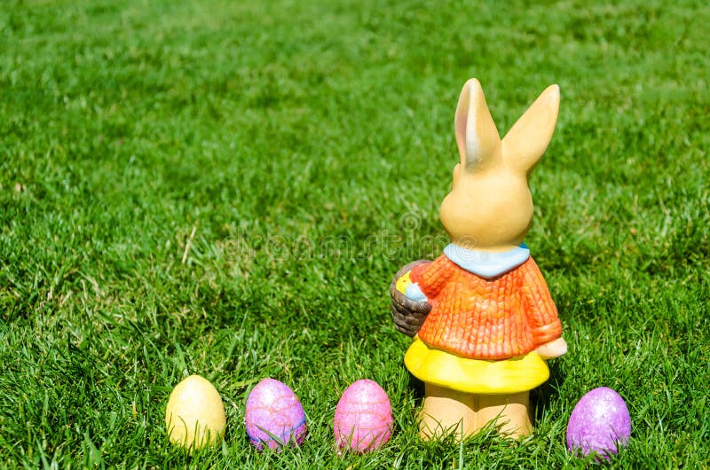 Easter Bunny with Eggs in Field Stock Image - Image of season ...