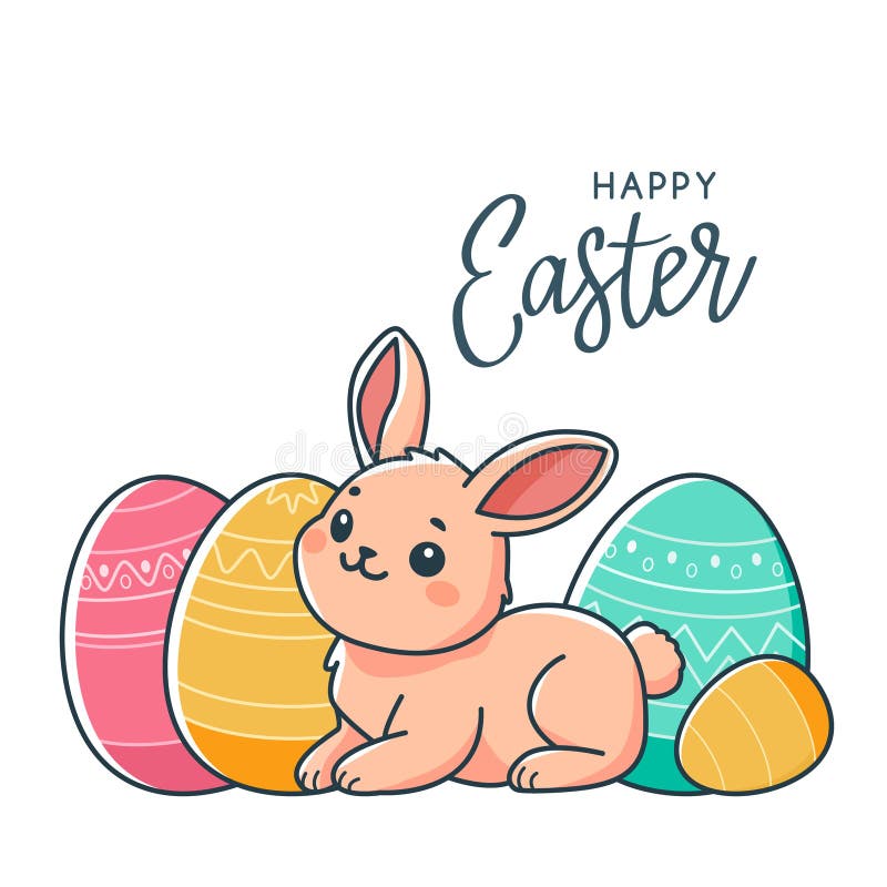 Easter Bunny and Easter Eggs. Flat Vector Isolated Illustration on ...