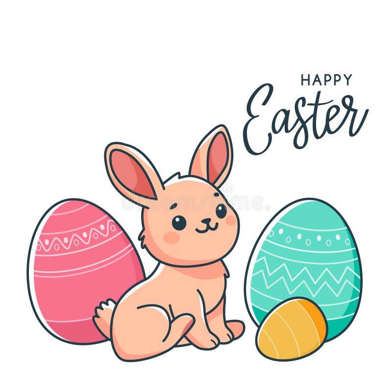 Easter Bunny and Easter Eggs. Flat Vector Isolated Illustration on ...
