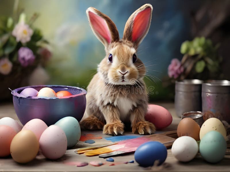 Easter Bunny and Easter Eggs - Happy Easter Stock Illustration ...