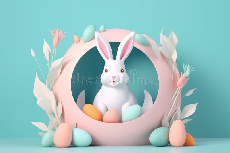 Easter Bunny with Eggs in Pastel Colors. Generative AI Stock ...