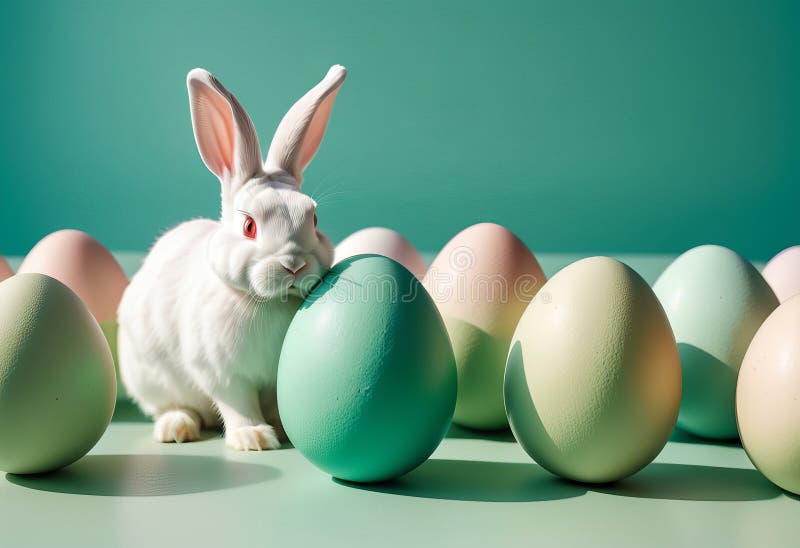 Easter Bunny Eggs Rabbits in Egg AI Minimal Illustration Stock ...