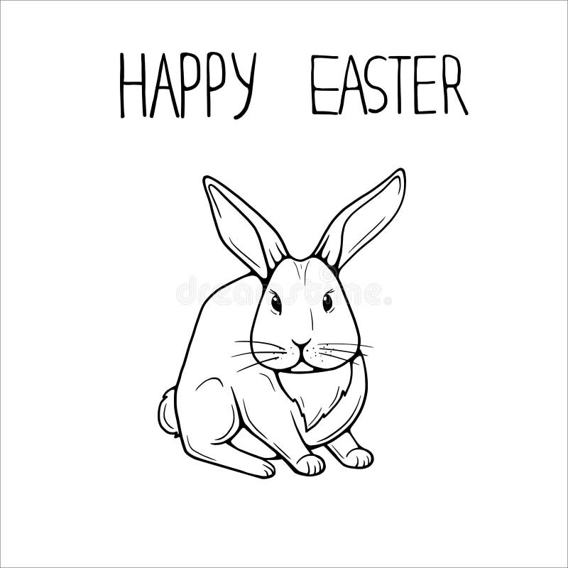 Easter Bunny Engraving Rabbit Illustration Stock Vector - Illustration ...