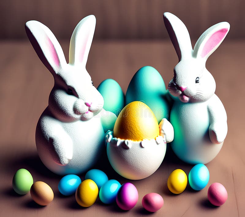 Easter Bunny Figures in Egg, Generative AI Illustration Stock ...