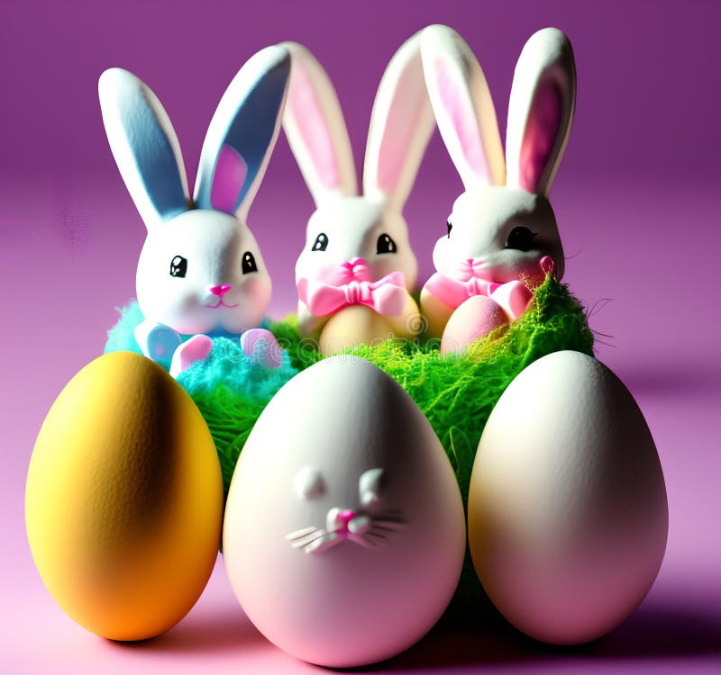 Easter Bunny Figures in Egg, Generative AI Illustration Stock ...
