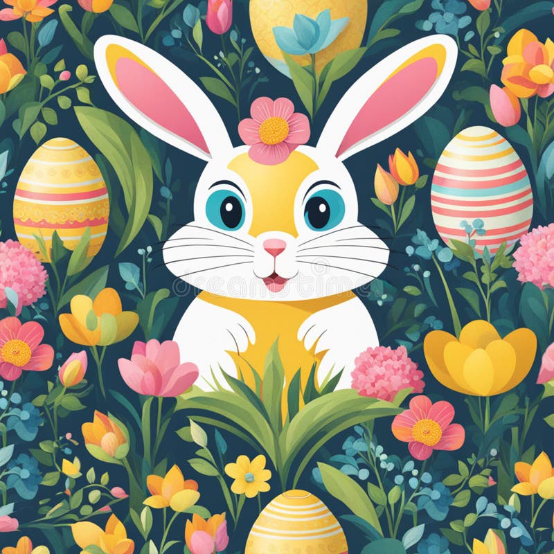 Easter Bunny Floral Pattern, Floral Pattern Fabric Pattern for Spring ...