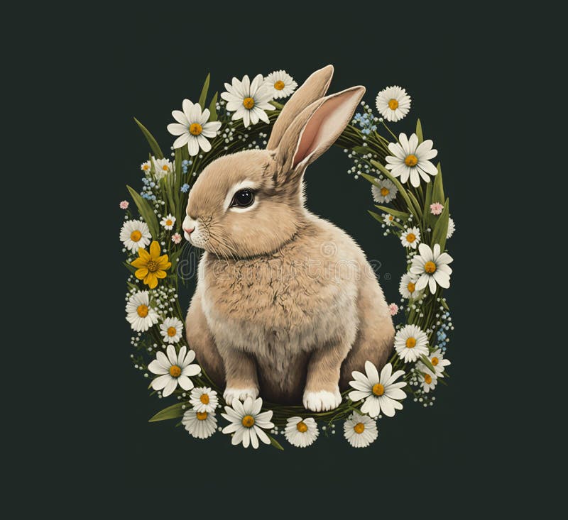 Easter Bunny in Flowers Created with Generative Ai Technology Stock ...
