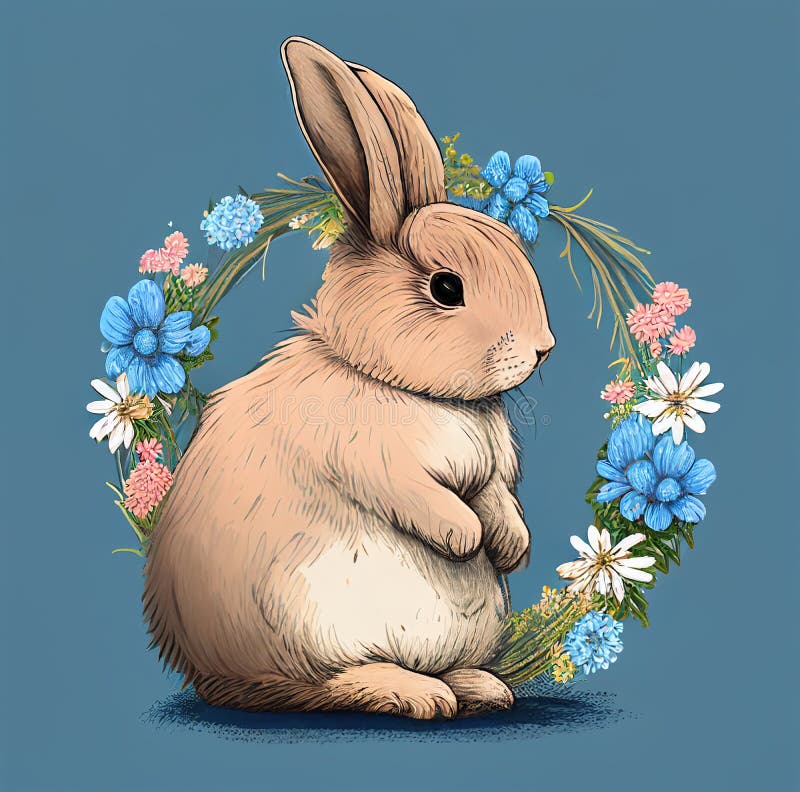 Easter Bunny in Flowers Created with Generative Ai Technology Stock ...