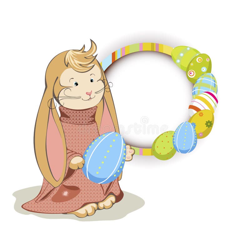 Easter Bunny with frame stock vector. Illustration of long - 53429218
