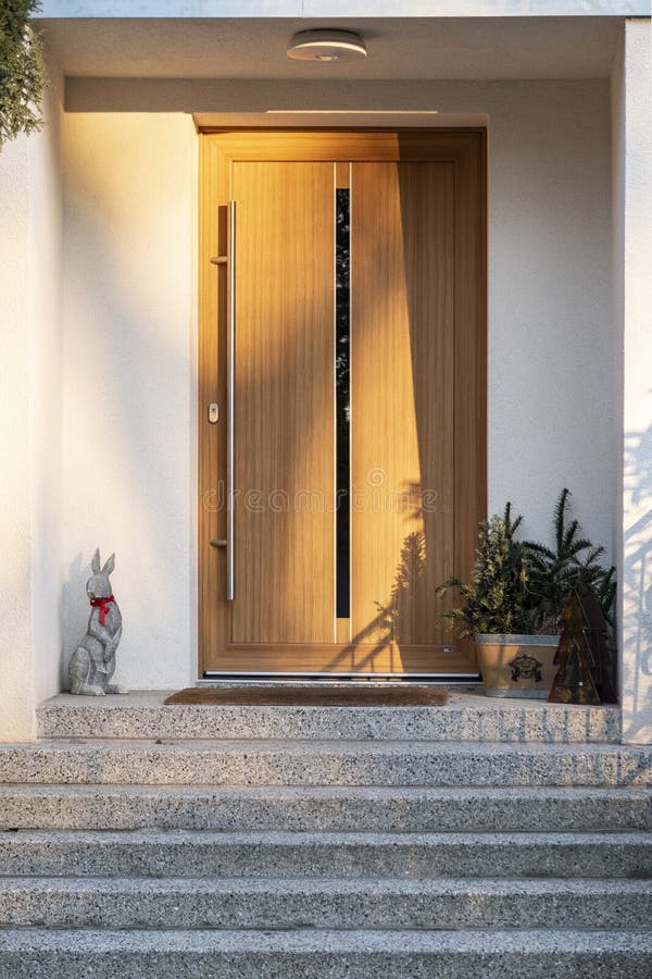 Easter Bunny on Front door stock photo. Image of blue - 140664078