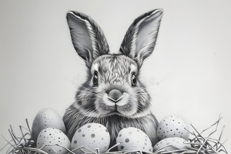 The Easter Bunny. Funny Pencil Drawing, Sketch Stock Illustration ...