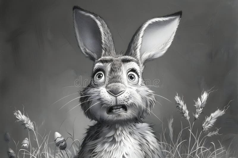 The Easter Bunny. Funny Pencil Drawing, Sketch Stock Illustration ...