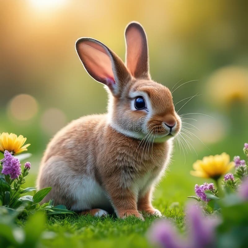 Easter Bunny in the Garden stock illustration. Illustration of ...