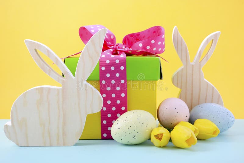 Easter Bunny with Gift Box. Stock Image - Image of holiday, festive ...