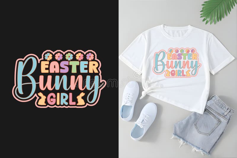 Easter Bunny Girl Typography T Shirt Design Stock Vector - Illustration ...