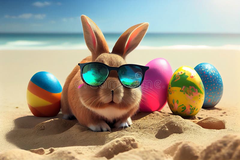 Concept Easter Bunny Tropical Beach Stock Illustrations – 37 Concept ...