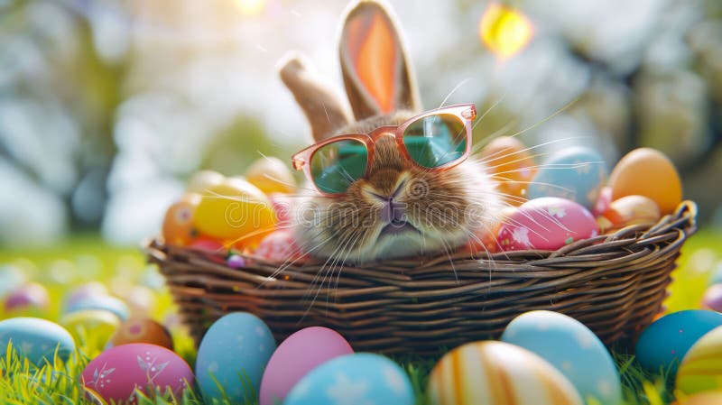 Easter Bunny with Glasses: a Colorful Symbol of Spring. Generated by AI ...