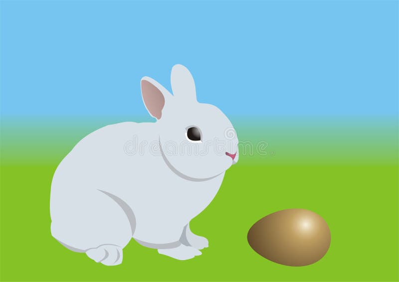 Easter Bunny and Golden Egg Stock Vector - Illustration of graphic ...