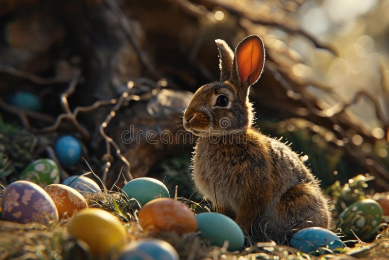 Easter Bunny in the Grass Easter Bunny with Eggs Easter Bunny and Eggs ...