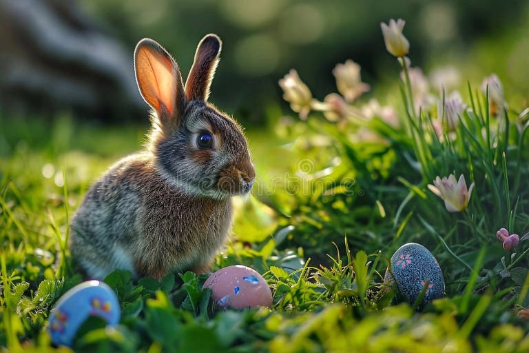 Easter bunny in the grass stock illustration. Illustration of freshness ...