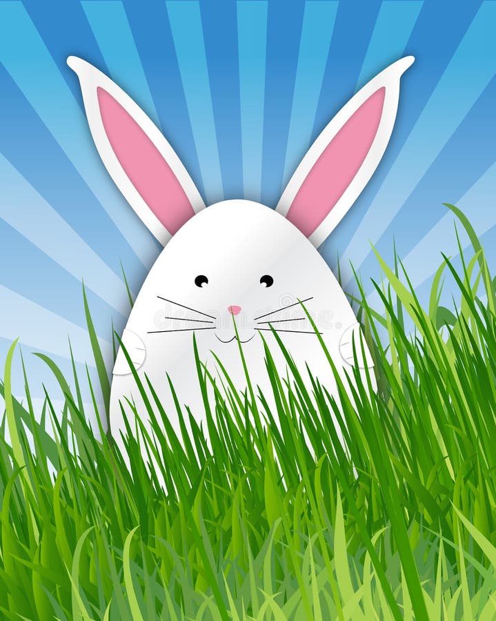 Easter Bunny on the grass stock illustration. Illustration of ...