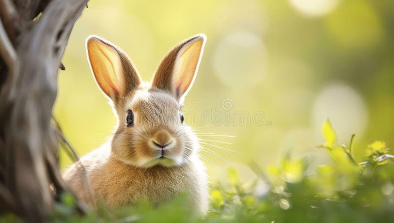 Easter Bunny in Grass Rabbit in the Grass Stock Illustration ...