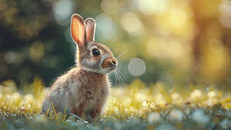 Easter Bunny in the Grass Rabbit in the Grass Stock Illustration ...