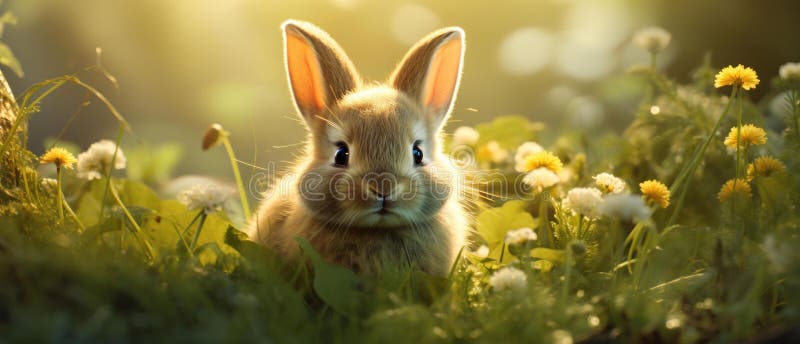 Easter Bunny in the Grass Rabbit in the Grass Stock Illustration ...