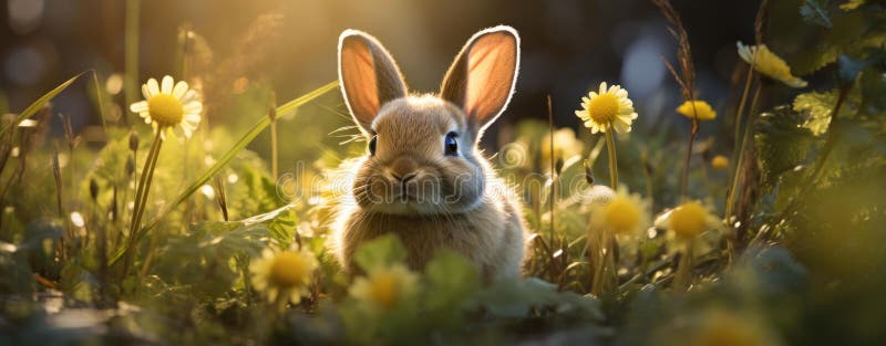 Easter Bunny in the Grass Rabbit in the Grass Stock Illustration ...