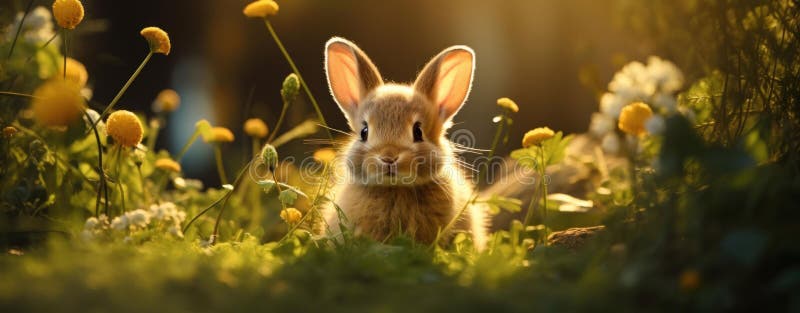 Easter Bunny in the Grass Rabbit in the Grass Stock Illustration ...