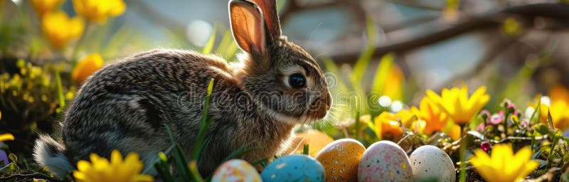 Easter Bunny in the Grass Rabbit in the Grass Stock Illustration ...