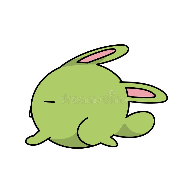 Easter Bunny Green and Fat and Side View Vector Illustration Stock ...