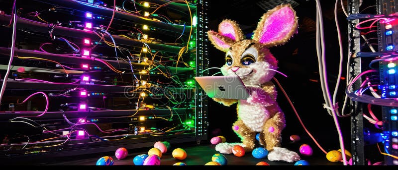 The Easter Bunny Hacker is Working on a Laptop. Generated by AI Stock ...
