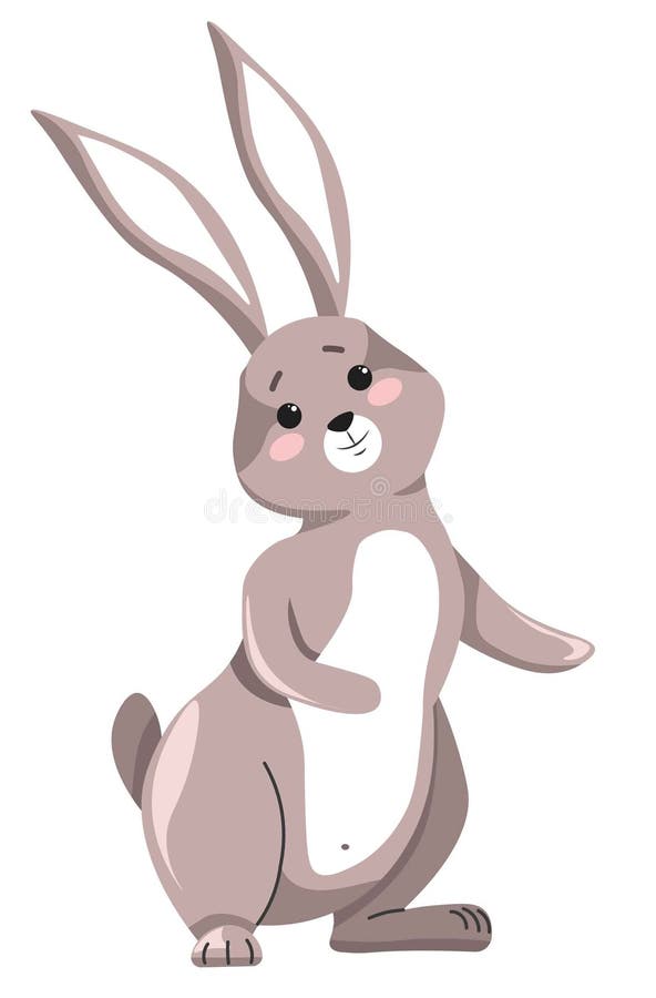 Easter Bunny with Happy Emotions and Blush on Face Stock Vector ...
