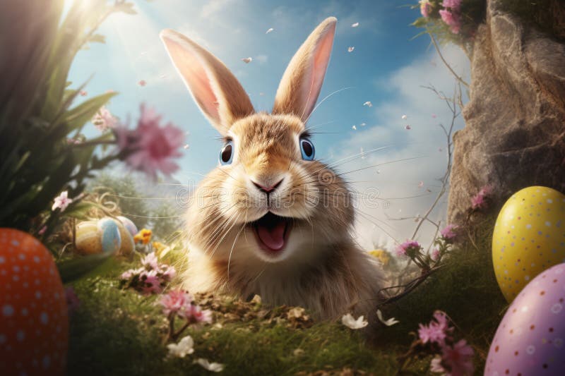 The Easter Bunny Has Just Discovered Hidden Easter Eggs. Happy Easter ...