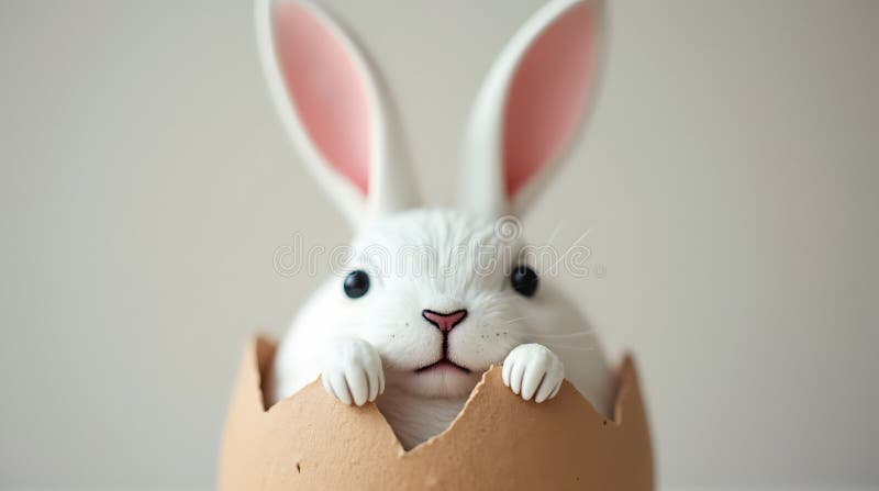 Easter Bunny Hatching from Egg Stock Illustration - Illustration of ...